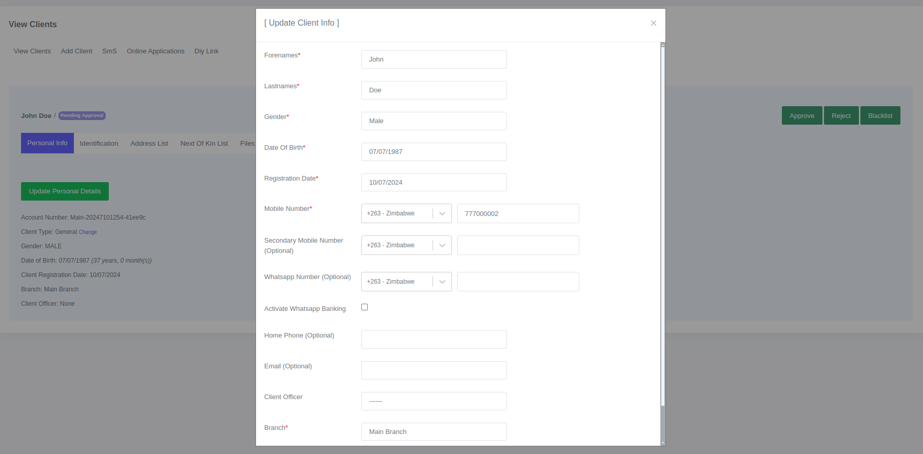 Managing Clients Lenda System Documentation